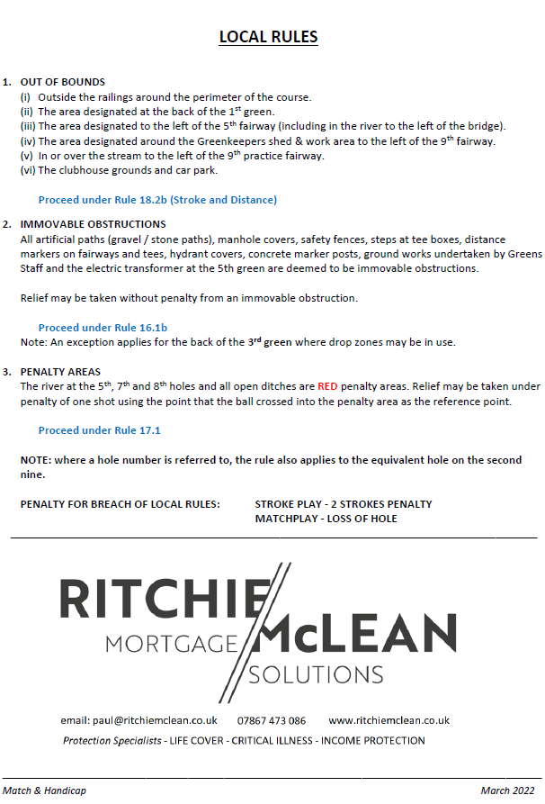 Local Rules - Cliftonville Golf Club